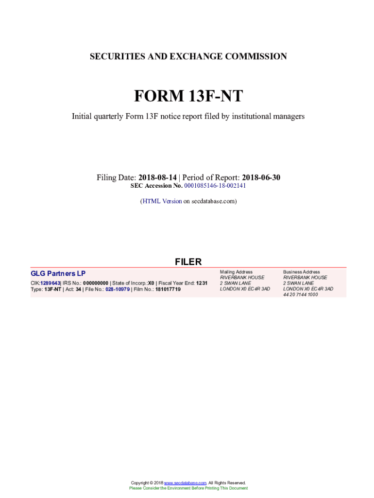 Fillable Online GLG Partners LP Form 13F-NT Filed 2018-08-14. Accession ...