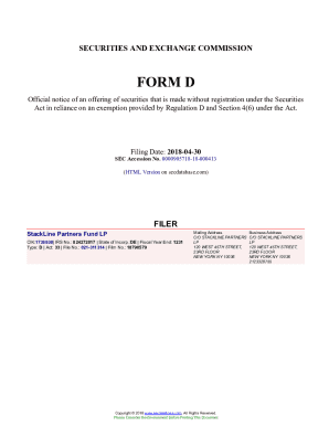 Fillable Online StackLine Partners Fund LP Form D Filed 2018-04-30 ...