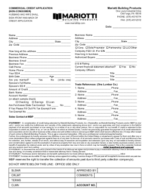 Fillable Online Business Credit Application Form Template - Fill Out ...