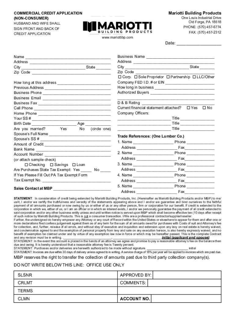 Fillable Online Business Credit Application Form Template - Fill Out and Sign Printable ... Fax ...