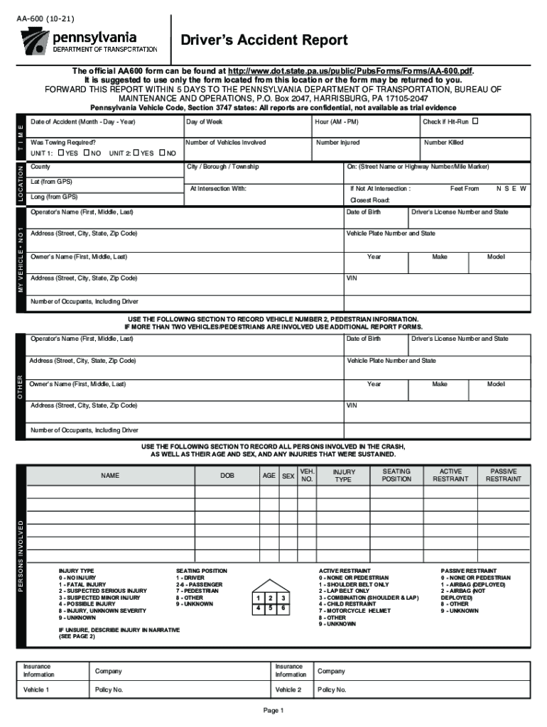 Fillable Online Pa Aa 600Fill Out Printable PDF Forms Online Fax Email Print - pdfFiller