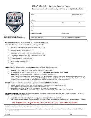 Fillable Online CRAA Eligibility Waiver Request Form Fax Email Print ...