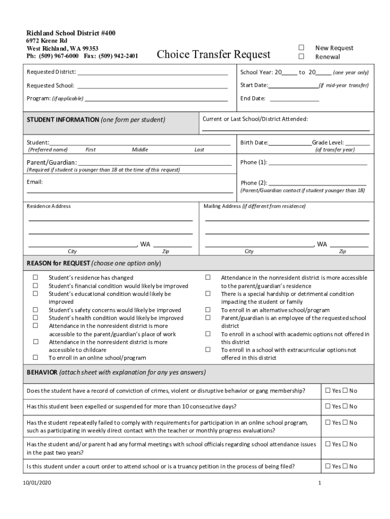 Fillable Online resources.finalsite.netimagesv1554400630Richland School ...