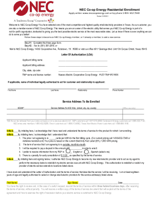 Fillable Online How to Enroll for Residential Service - NEC Co-op ...