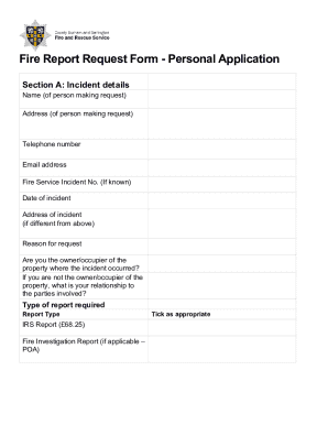 Fillable Online fire report request form - personal application Fax Email Print - pdfFiller