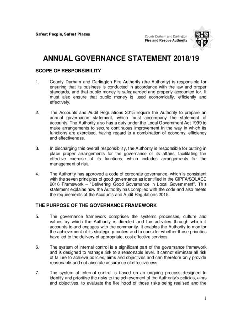 Fillable Online ANNUAL GOVERNANCE STATEMENT - ddfire.gov.uk Fax Email ...