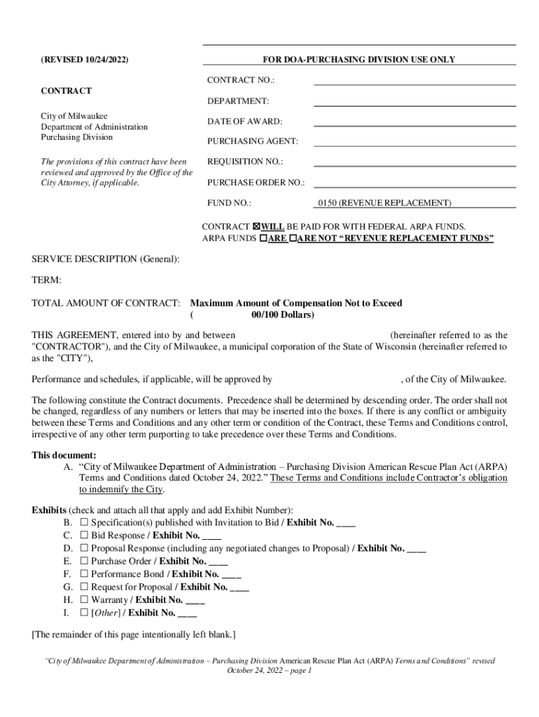 Fillable Online city milwaukee STANDARD INSTRUCTIONS CITY OF MILWAUKEE DEPARTMENT OF ...