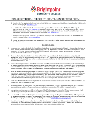 Fillable Online 2022-2023 FEDERAL DIRECT STUDENT LOAN REQUEST FORM ...
