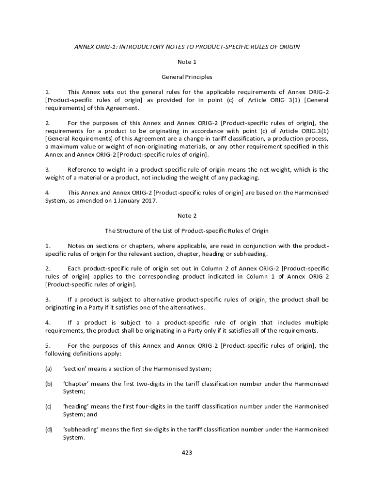 Fillable Online ANNEX ORIG-1: INTRODUCTORY NOTES TO PRODUCT-SPECIFIC ...