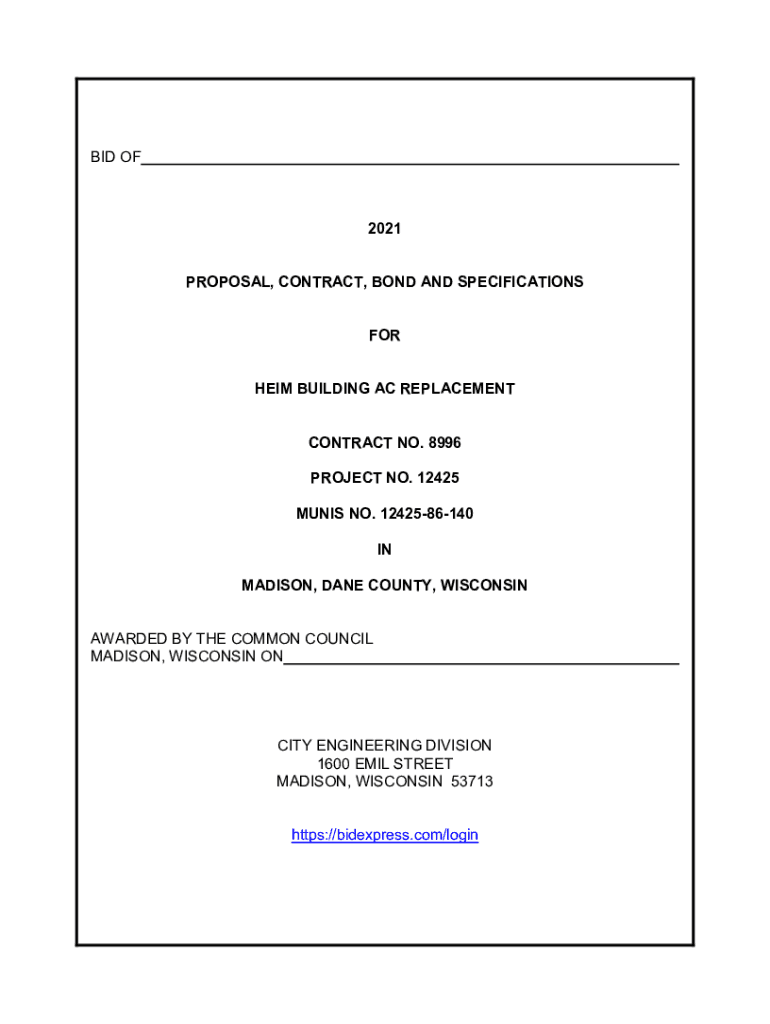 Fillable Online Proposal, Contract, Bond and Specifications - Docest Fax Email Print - pdfFiller