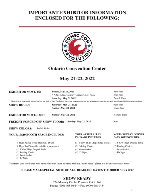 Fillable Online IMPORTANT EXHIBITOR INFORMATION ENCLOSED FOR THE ...
