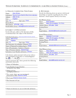 Fillable Online Texas Forensic Science Commission Lab Disclosure Form ...