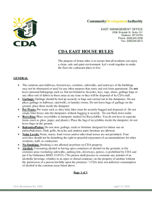 Fillable Online CDA EAST HOUSE RULES - City of Madison, Wisconsin Fax ...