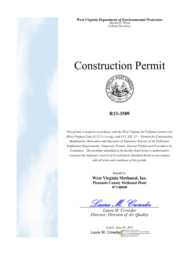 Fillable Online dep wv Gov. Justice appoints Harold Ward as WVDEP ...