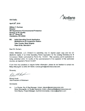 Fillable Online dep wv Initial Operating Permit Application - West ...