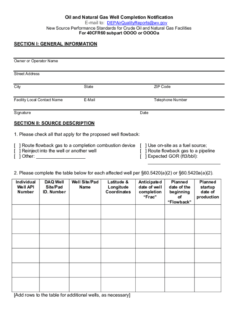 Fillable Online dep wv Implementation of Oil and Natural Gas Air ...