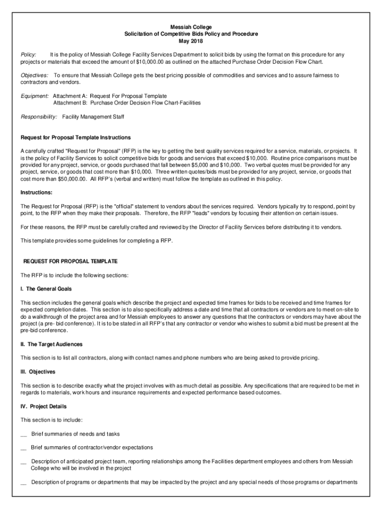 Fillable Online Equipment: Attachment A: Request For Proposal Template ...