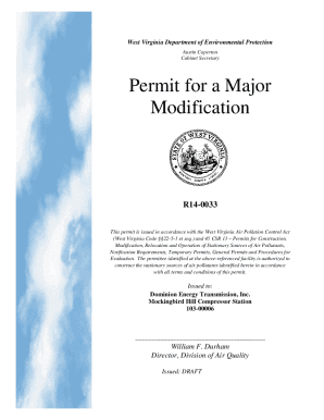 Fillable Online dep wv Permit for a Major Modification Fax Email Print - pdfFiller
