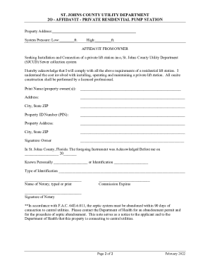 Fillable Online co.st-johns.fl.us2O-Affidavit-PrivatePumpStationST ...