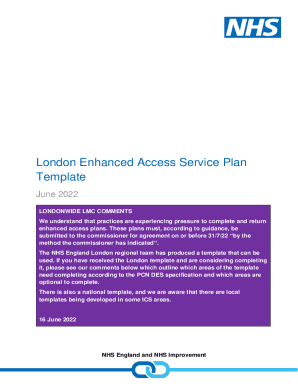 Fillable Online London Enhanced Access Service Plan Template - LMC Fax ...