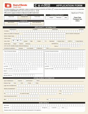 Fillable Online Bank of Baroda ATM Card Application Form PDF ...