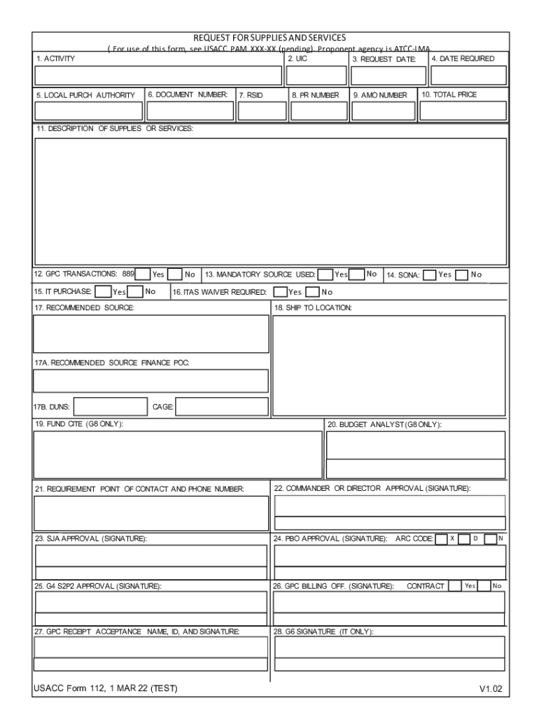 Fillable Online Department of the Army USACC Pamphlet 1-11 Headquarters ...