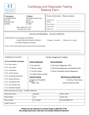 Fillable Online Get Outpatient Cardiology And Diagnostic Testing ...