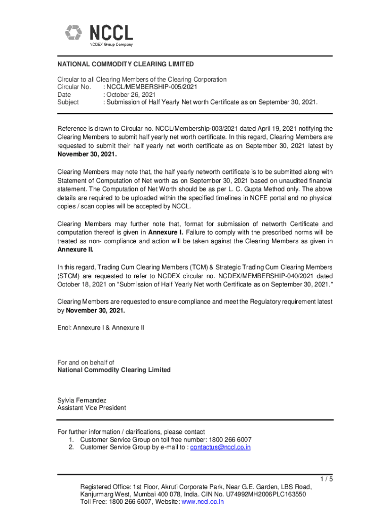 Fillable Online 1st Floor, Akruti Corporate Park, Near G.E. Garden ... - NCCL Fax Email Print ...