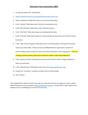 Fillable Online Volunteer Form Instructions (SRC) - El Camino College ...