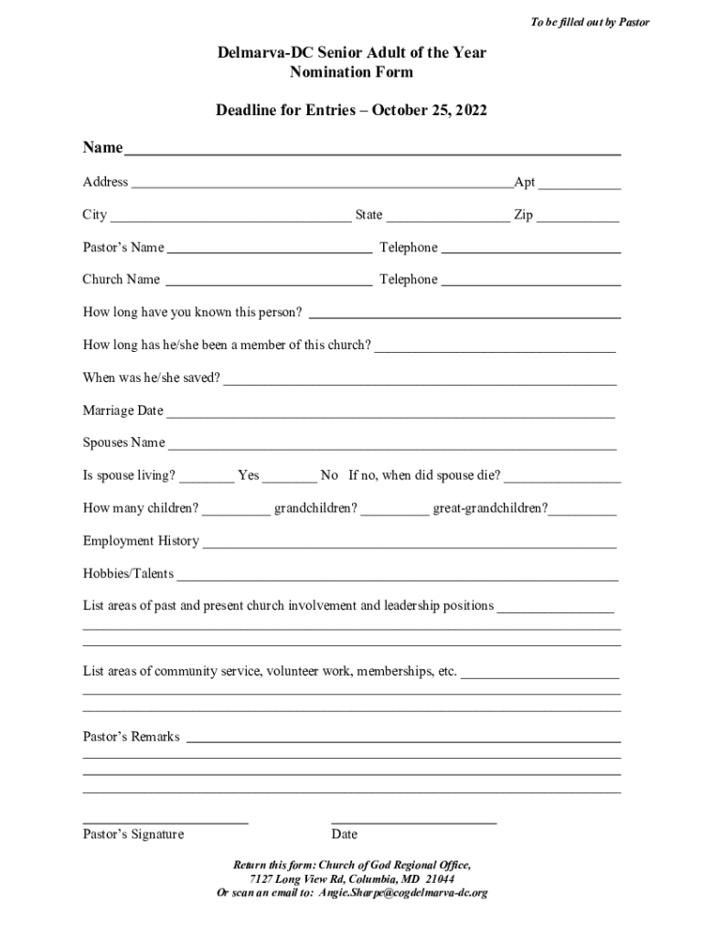 Fillable Online Senior of the Year Form 2019 Fax Email Print - pdfFiller