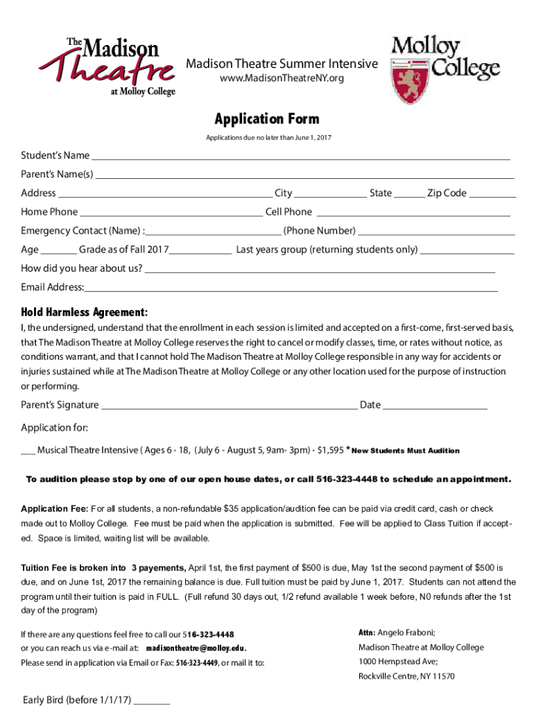 Fillable Online Application Form - Molloy College Fax Email Print ...