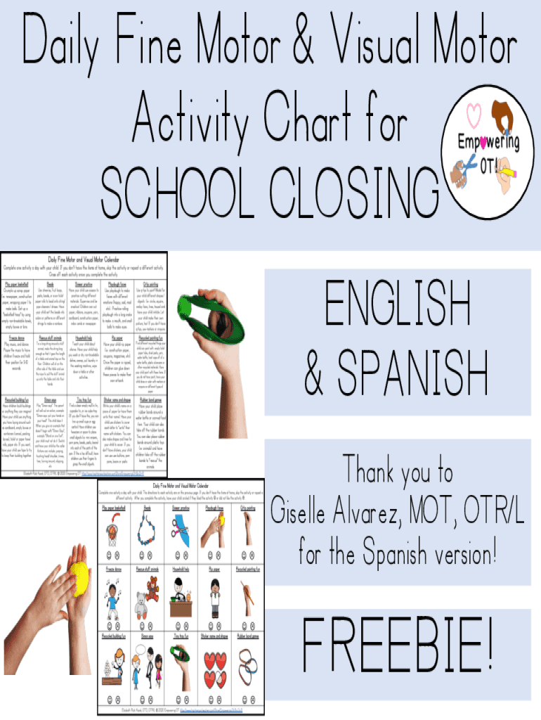 Fillable Online fine motor visual motor chart - English & Spanish Fax ...