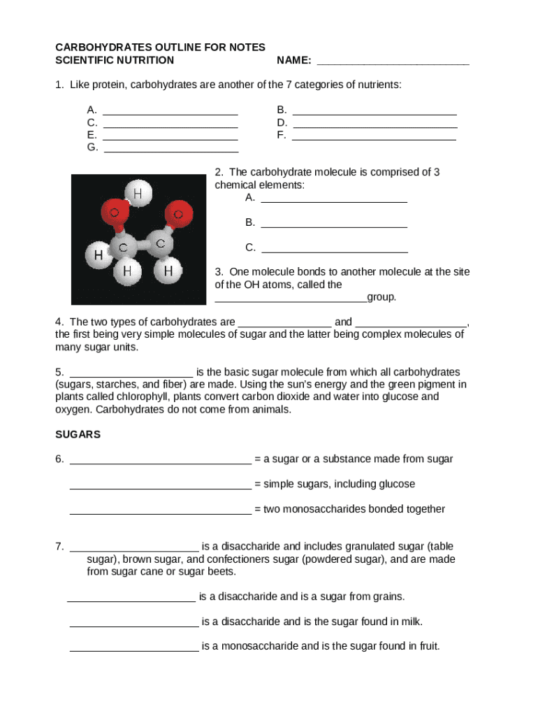 116-Outline-for-Notes.doc - CARBOHYDRATES OUTLINE FOR NOTES SCIENTIFIC ...