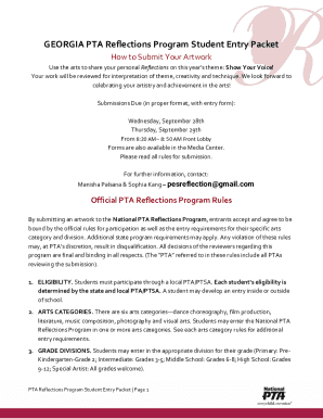 Fillable Online GEORGIA PTA Reflections Program Student Entry Packet ...