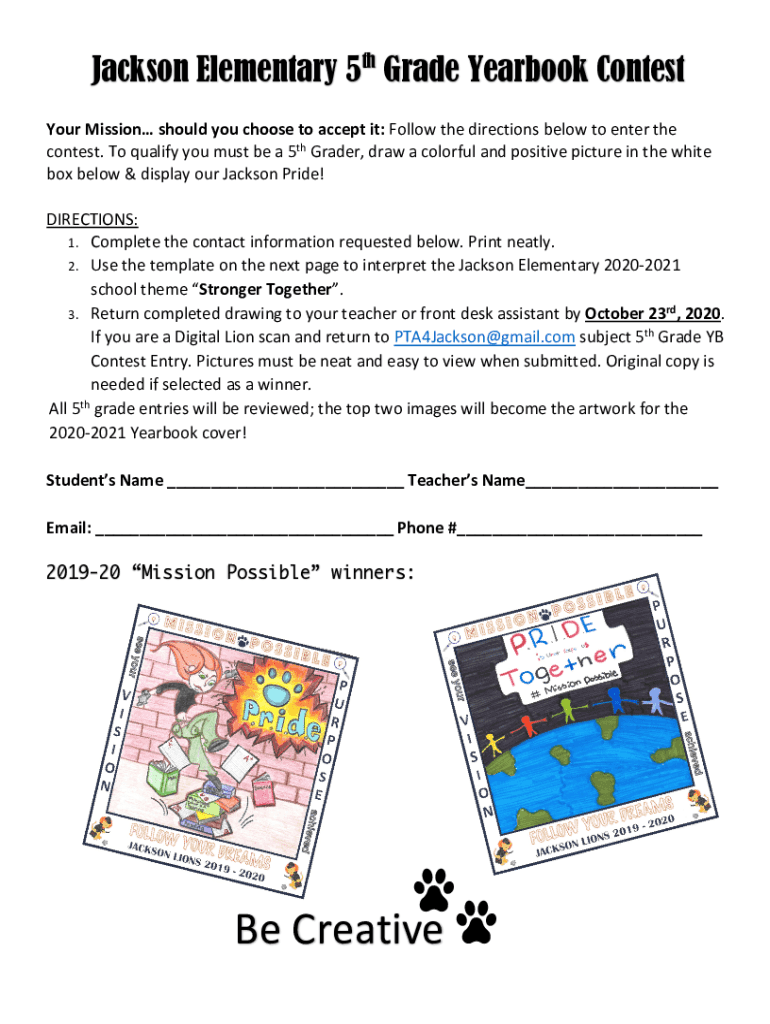 Fillable Online Jackson Elementary 5th Grade Yearbook Contest Fax Email ...