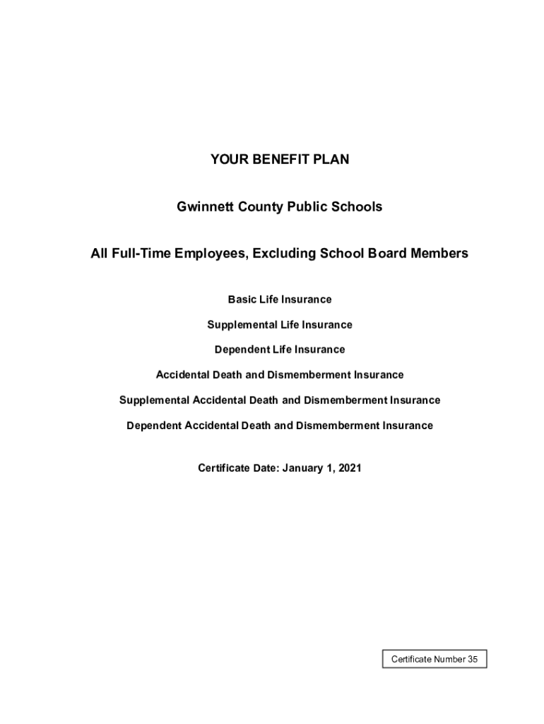Fillable Online YOUR BENEFIT PLAN Gwinnett County Public Schools All ...