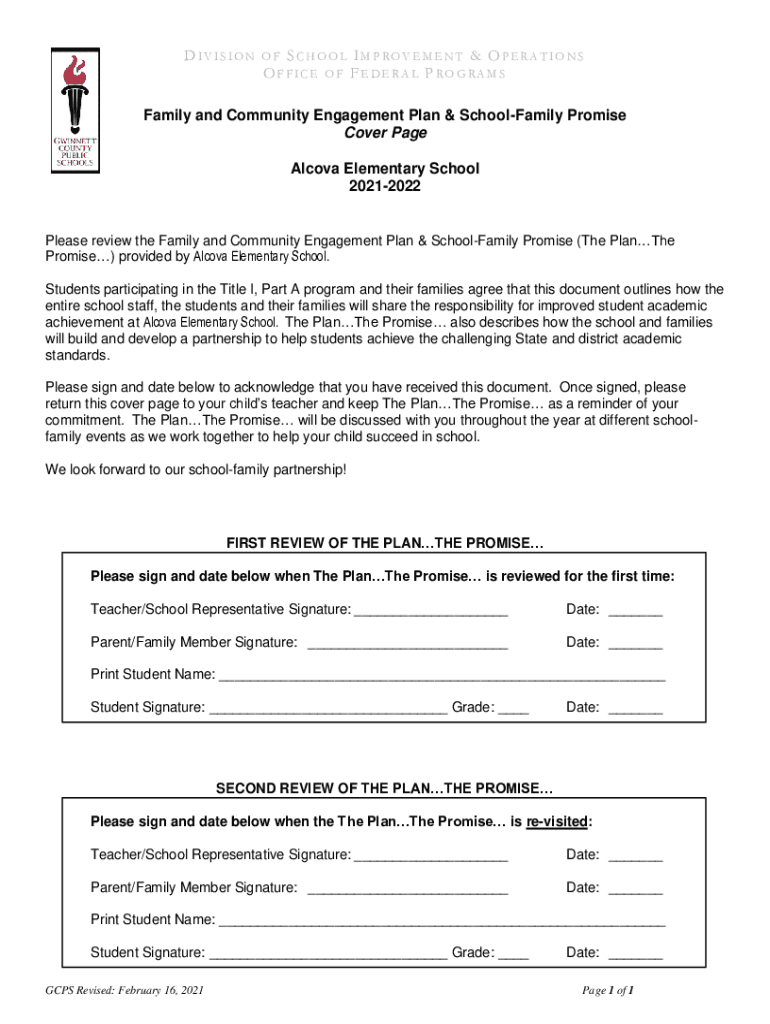 Fillable Online Family and Community Engagement plan & School-Family ...