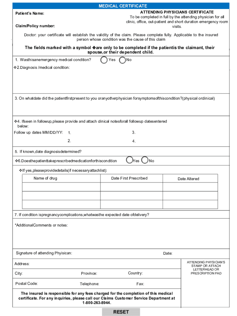 Fillable Online Trip cancellation claim form for non-medical reason ...