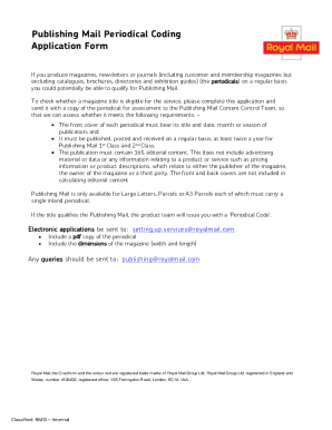 Fillable Online Publishing Mail Periodical Coding Application Form ...