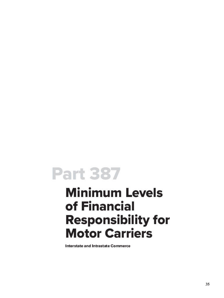 Fillable Online PART 387. Minimum Levels of Financial Responsibility ...