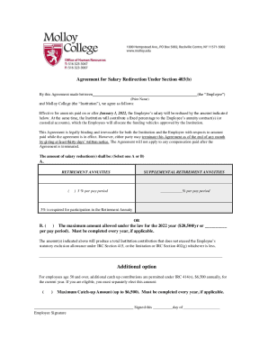 Fillable Online Agreement for Salary Reduction under Section 403(b) Fax ...