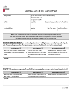 Fillable Online Performance Appraisal Form Essential Services Fax Email ...