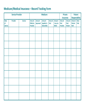 Fillable Online Medicare/Medical InsuranceRecord Tracking Form Fax ...