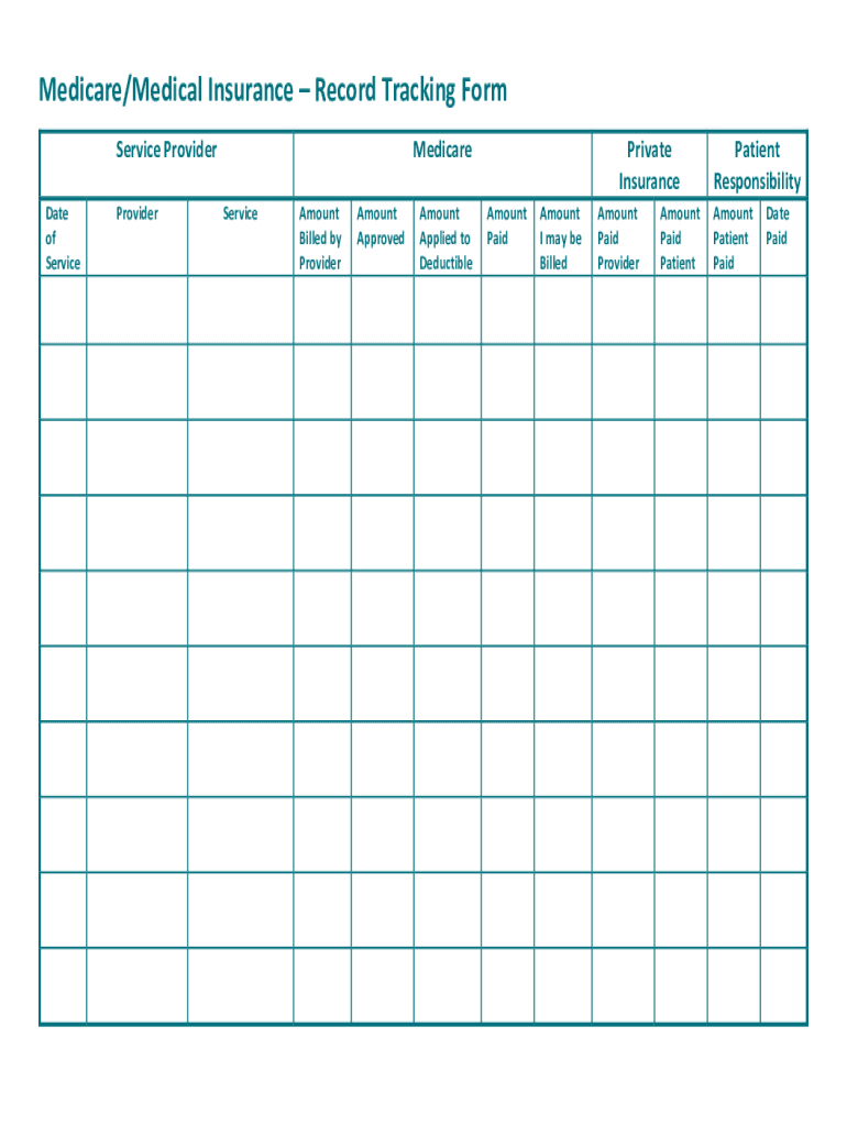 Fillable Online Medicare/Medical InsuranceRecord Tracking Form Fax ...