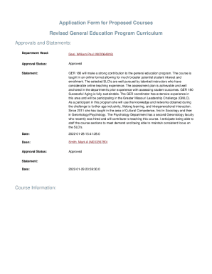 Fillable Online Application Form for Proposed Courses Revised General Education Program ... Fax ...