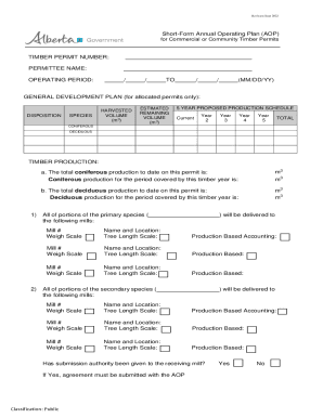 Fillable Online Annual Operating Plan (AOP) Submission CTP Form - Sept ...