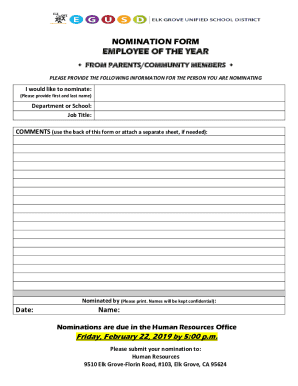 Fillable Online Free Employee of The Month Nomination Form (Word / PDF) Fax Email Print - pdfFiller