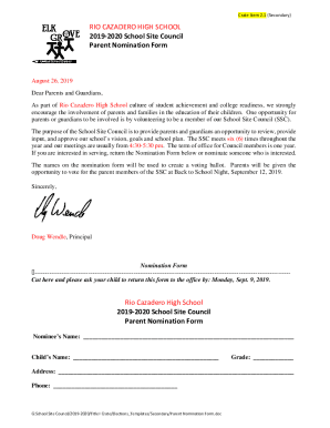 Fillable Online 2019-2020 School Site Council Parent Nomination Form ...