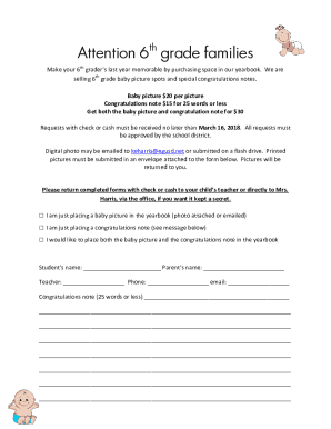 Fillable Online Attention 6 grade families Fax Email Print - pdfFiller