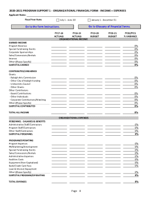 Fillable Online 2020-2021 Financial Forms - Program Support 1 - City of Raleigh Arts Commission ...